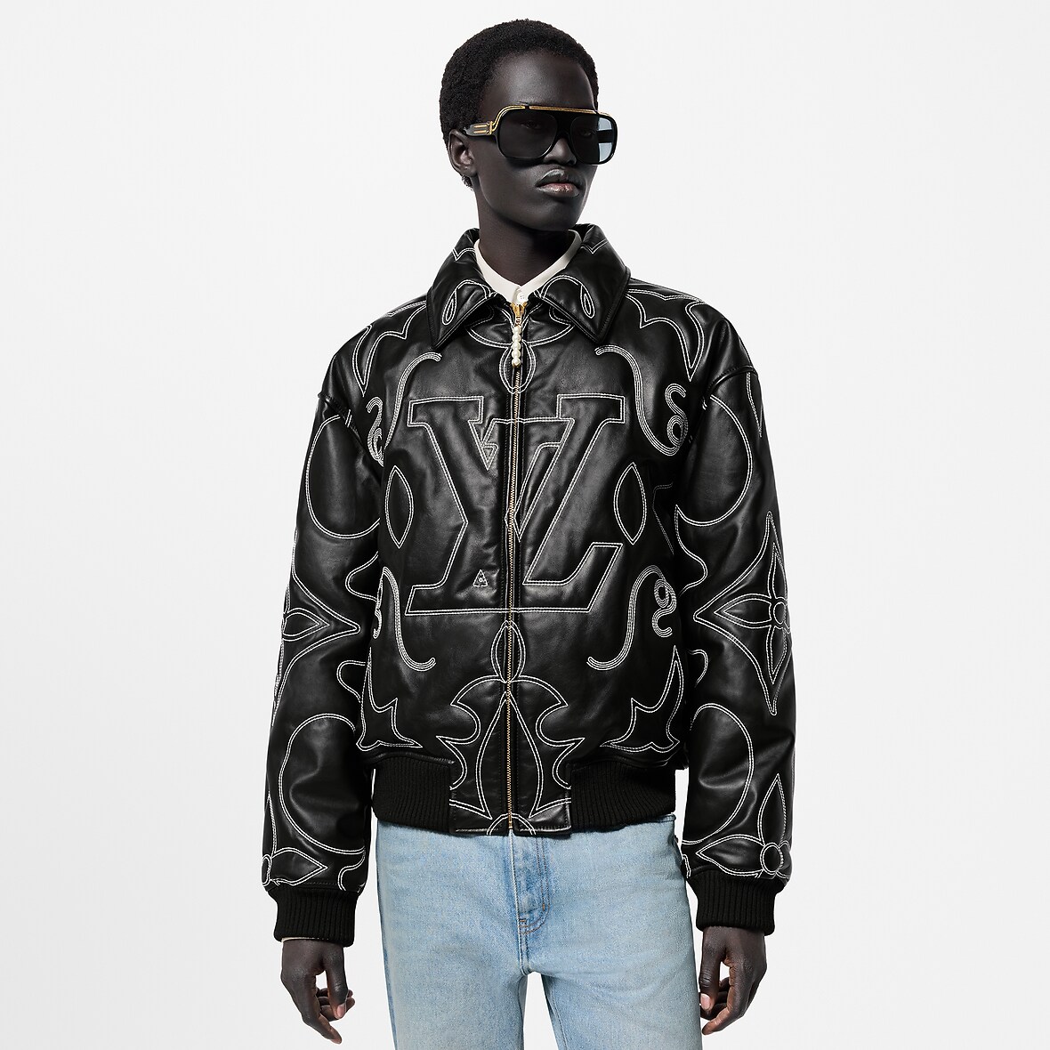 Jaqueta Bomber de Couro Bordado - Ready-to-Wear | LOUIS VUITTON